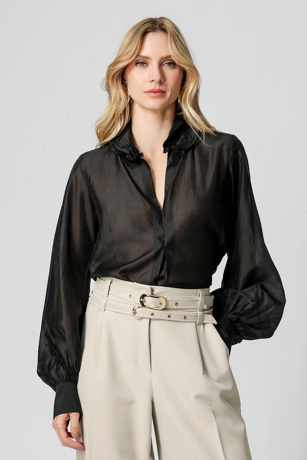 Blusa Gola Ruff em Voil